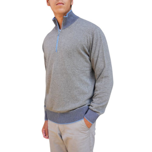CODICE WOOL & CASHMERE GREY HALF ZIP JUMPER | Menswear Online