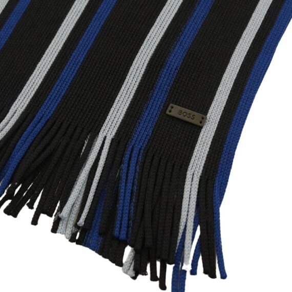 BOSS Navy Stripe Scarf | Menswear Online