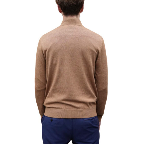 BUGATTI Light Brown Half Zip Jumper | Menswear Online