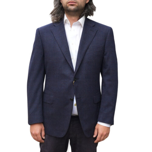 Shop Canali Navy Window Check Cashmere Jacket Online | Menswear Collection