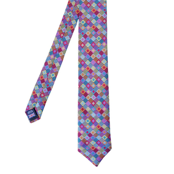 VAN BUCK Multi Colour Diamond Pattern Tie | Menswear Online