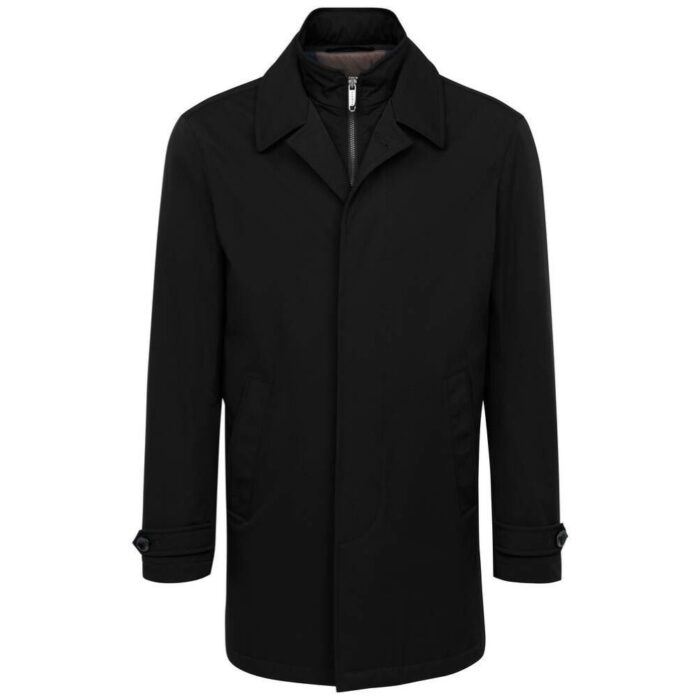 BUGATTI Rainseries Black Raincoat With Detachable Insert | Menswear Online