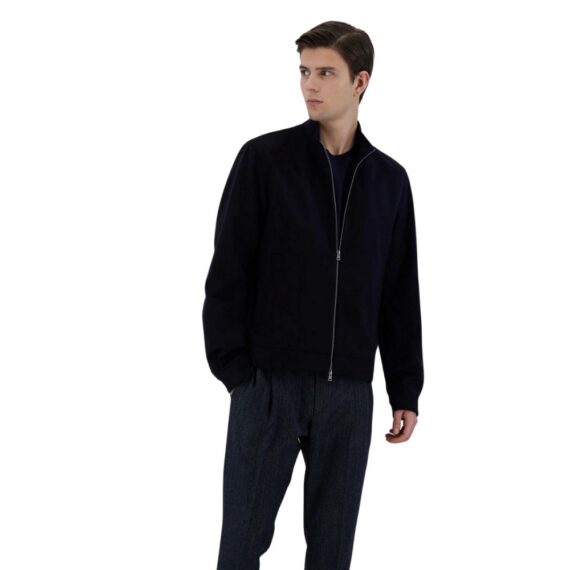 HERNO Navy Cashmere Bomber Jacket | Menswear Online
