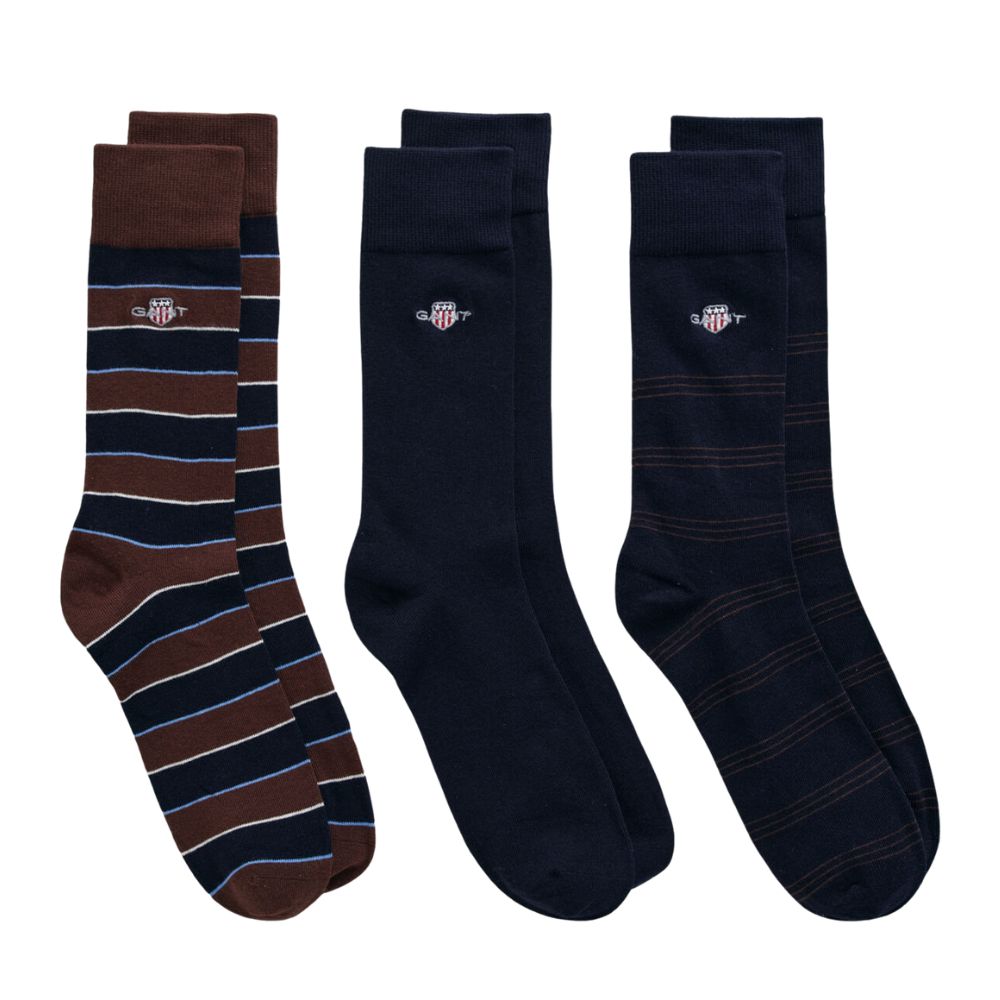 GANT 3-Pack Shield Tie Stripe Socks Gift Box | Menswear Online