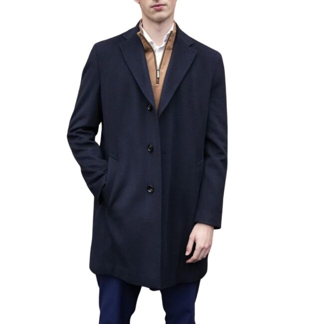 Bugatti Navy Wool Overcoat | Menswear Online