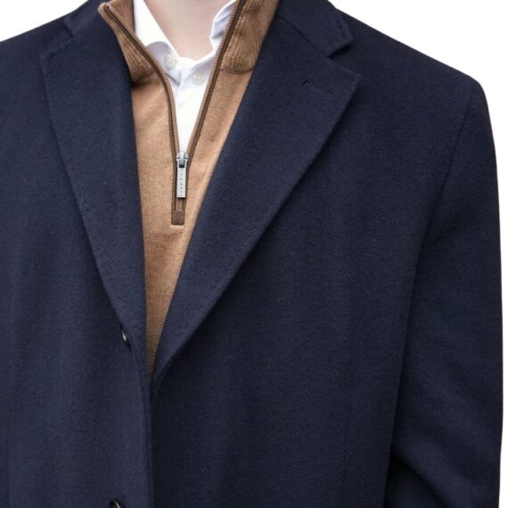 Bugatti Navy Wool Overcoat | Menswear Online