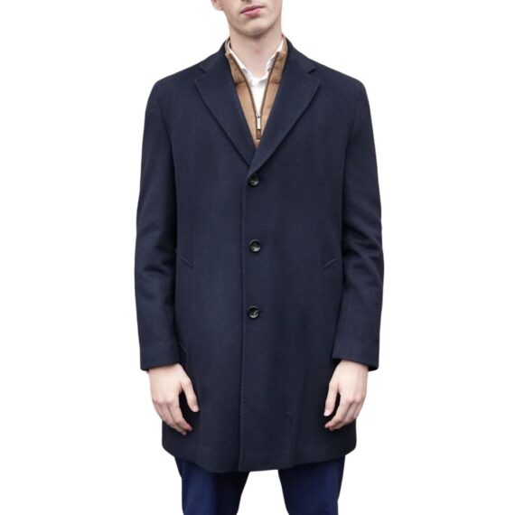Bugatti Navy Wool Overcoat | Menswear Online