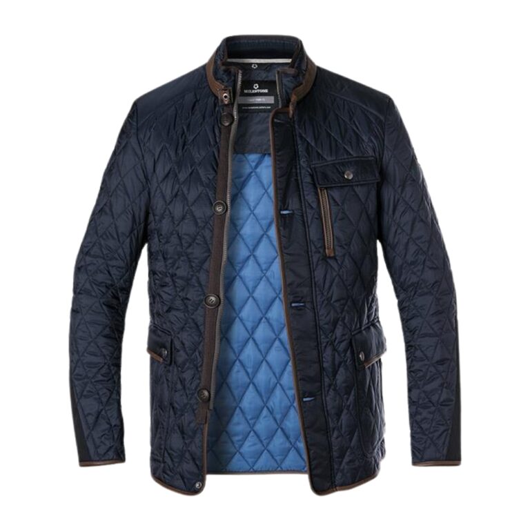Milestone Leonido Classic Diamond Navy Quilted Jacket | Menswear Online
