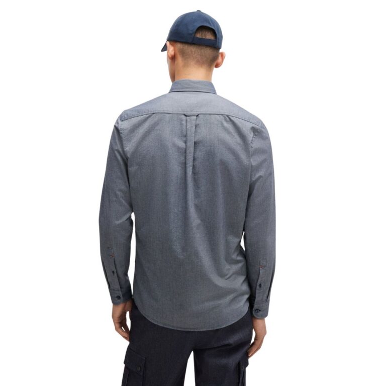 BOSS Rickert Regular Fit Blue Shirt With Button Down Collar | Menswear ...