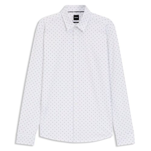 BOSS Slim-fit Shirt In Printed Performance-stretch Jersey | Menswear Online