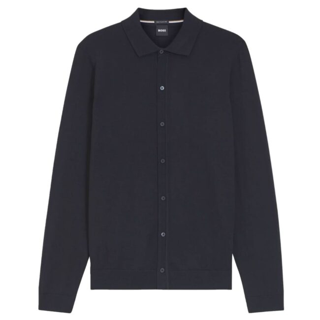 BOSS Virgin Wool Navy Sweater Helbert | Menswear Online