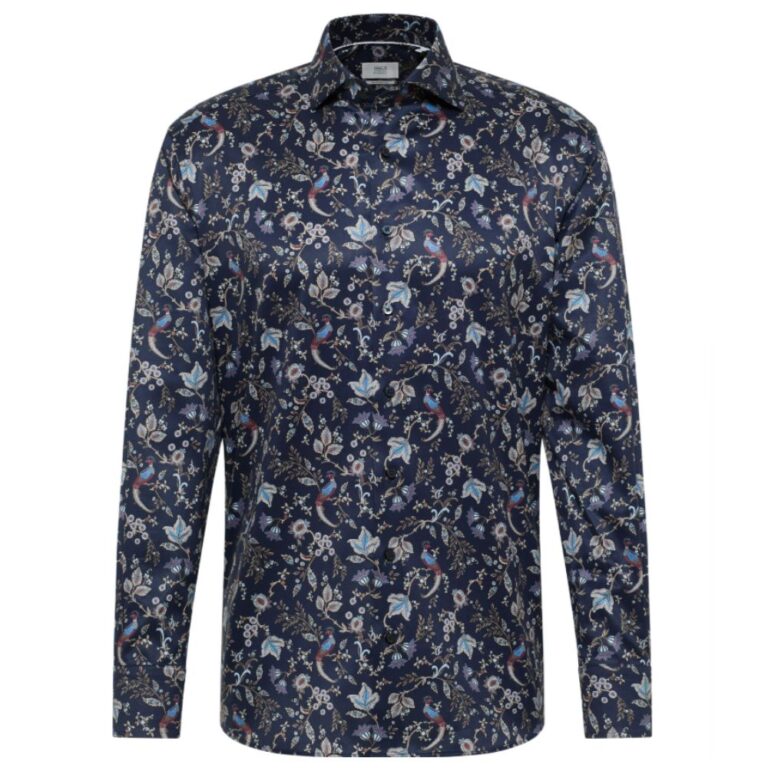 ETERNA 1863 Navy Floral Peacock Shirt For Men