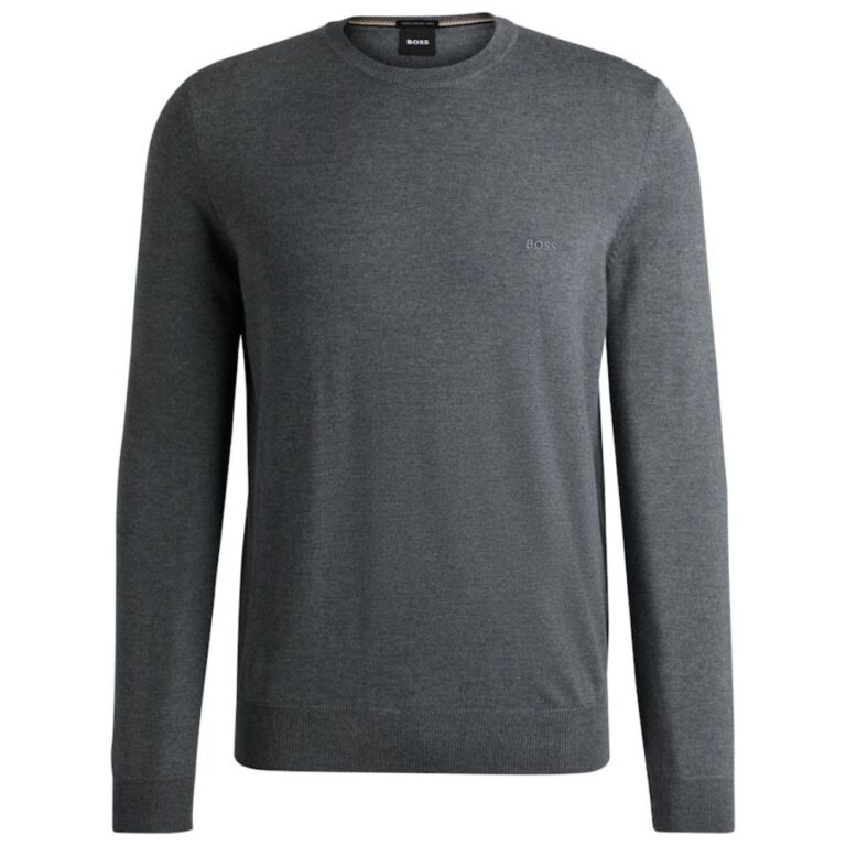 BOSS Dark Grey Logo Embroidered Jumper | Menswear Online