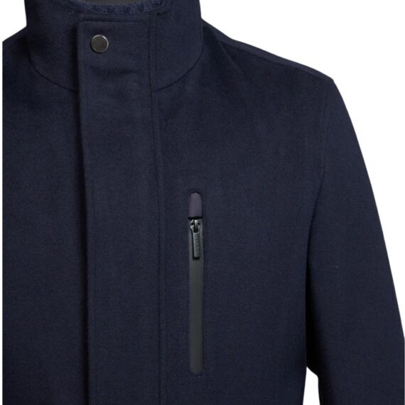 BUGATTI Navy Wool Blend Coat With Detachable Quilt Insert | Menswear Online