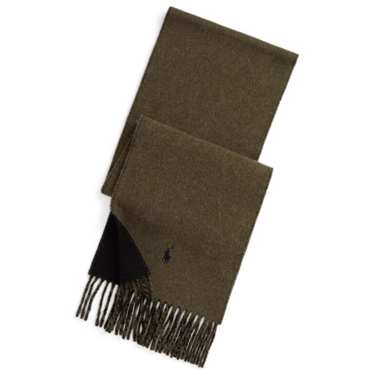 Polo Ralph Lauren Reversible Green Wool Scarf | Menswear Online
