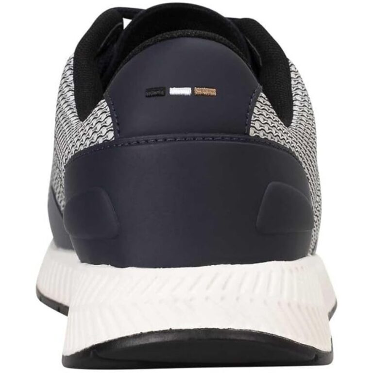 BOSS Navy And White Trainers With Ridged Outsole | Menswear Online