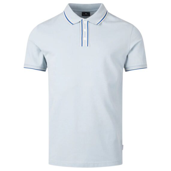Paul Smith Light Blue Polo Shirt With Contrast Stripes | Menswear Online