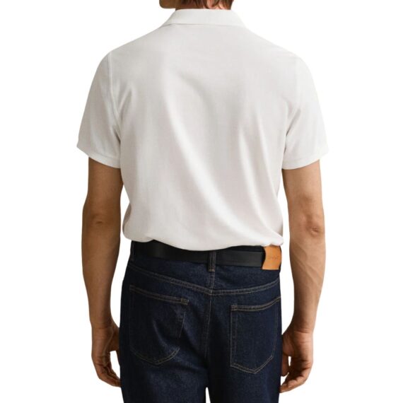 GANT White Regular Fit Shield Piqué Polo Shirt | Menswear Online